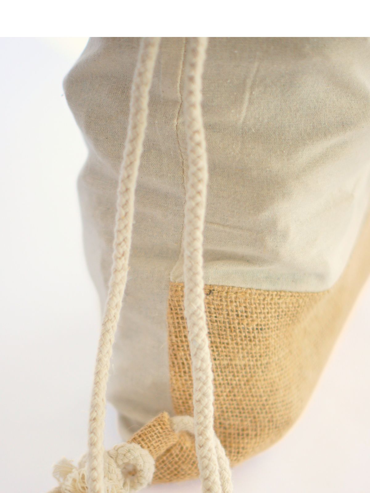 Drawstring bag for Shibari ropes with logo print, cotton and jute fabric, for storing rope ...